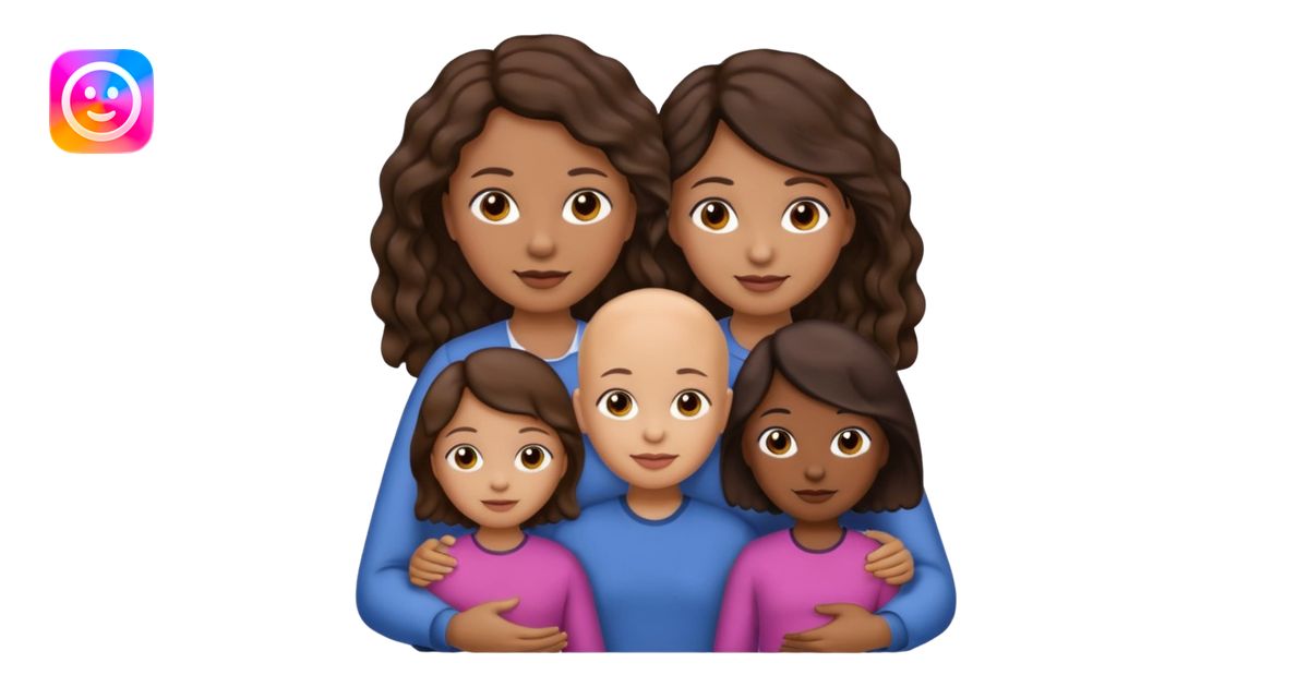 Simple family emoji where the dad is darker skinned and bald, the mom ...