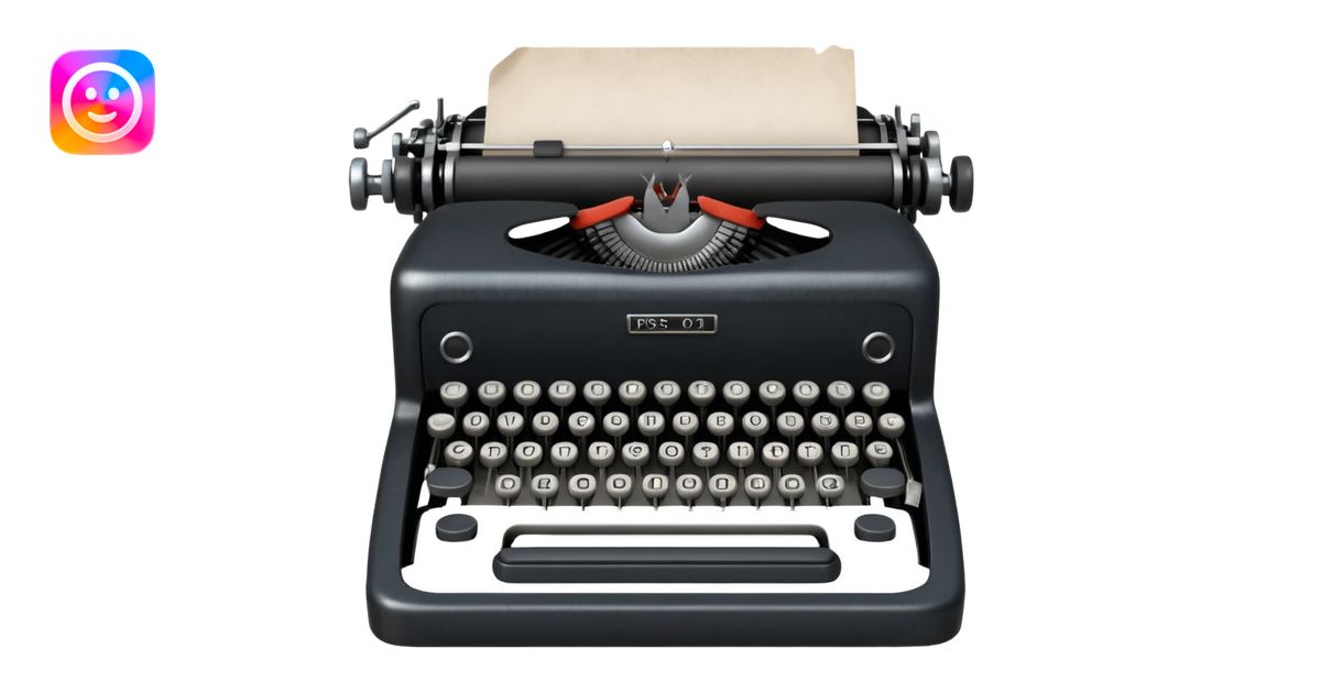 old mechanical typewriter with keys and paper. emoji | AI Emoji Generator