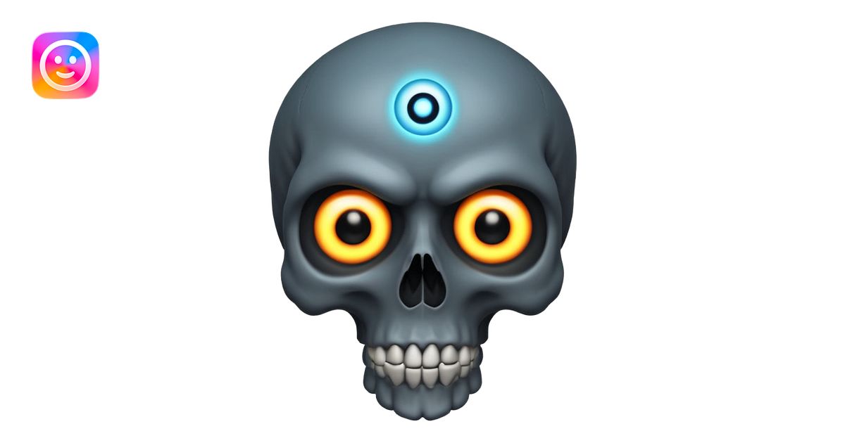 3D skull with a glowing evil eye symbol on the forehead, dark cursed ...