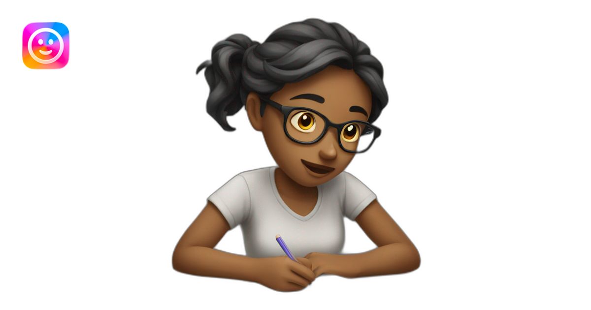 A girl preparing for her exams emoji | AI Emoji Generator