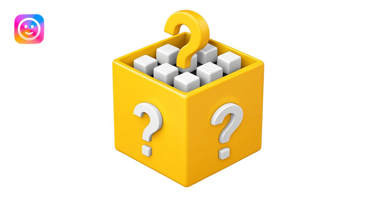 yellow cube shaped box stuffed with white question marker cubes emoji ...