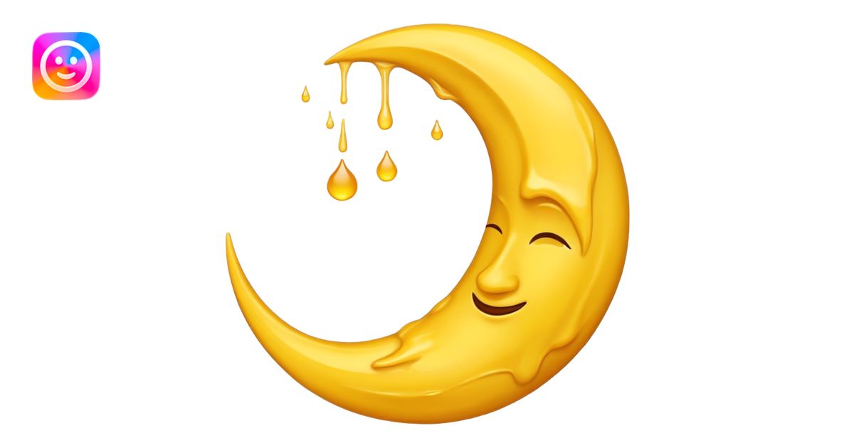 Melting waning crescent moon without any face and should in yellow ...