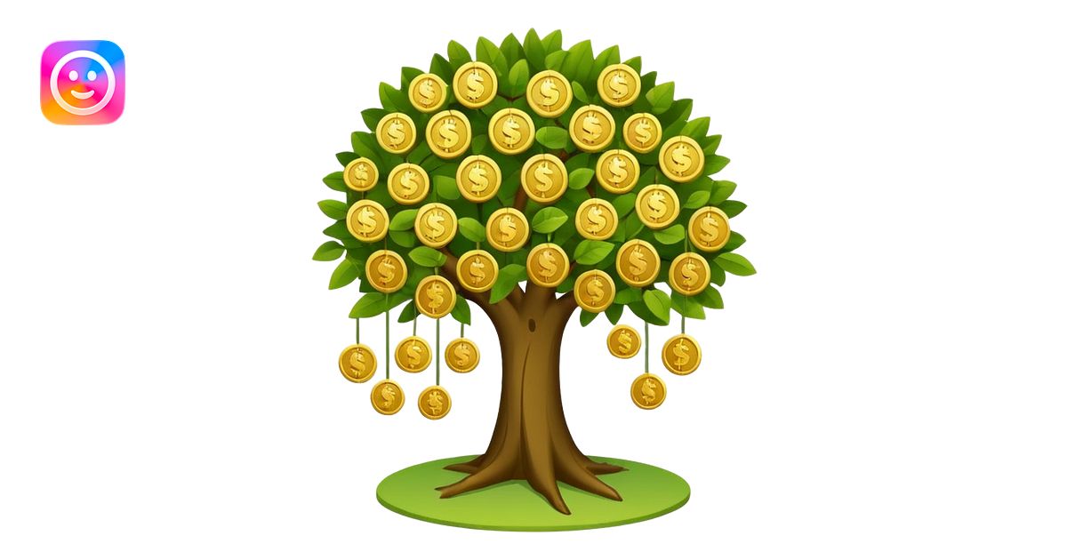 Apple-style money tree (10 coints), round soft green canopy. No pot, no ...