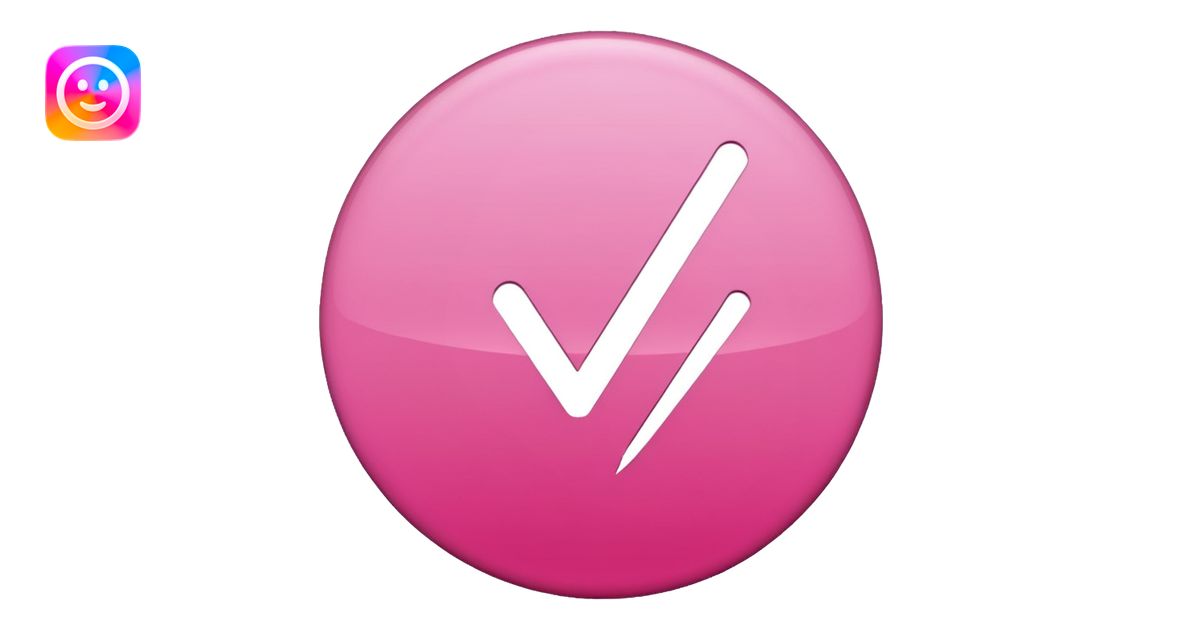 checkmark symbol in a circle in pink color that would reflect that a ...