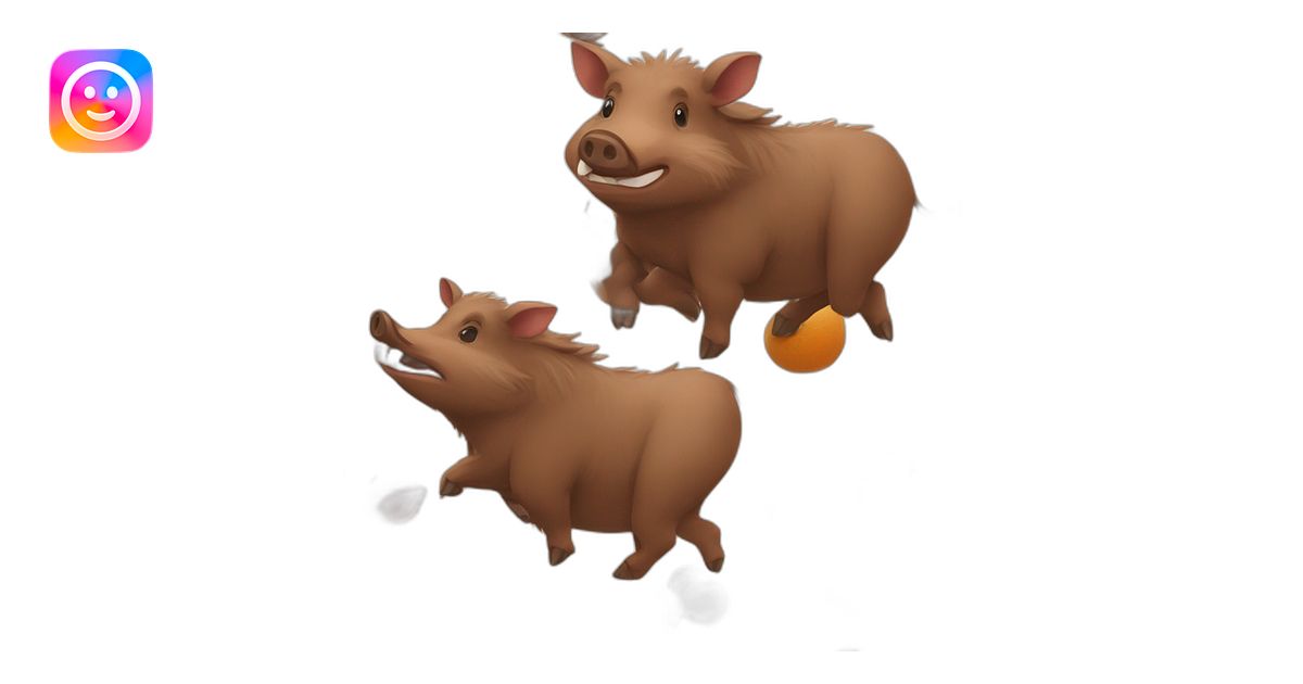 anthropomorphic brown wild boar orange cheeks and tusks emoji | AI ...