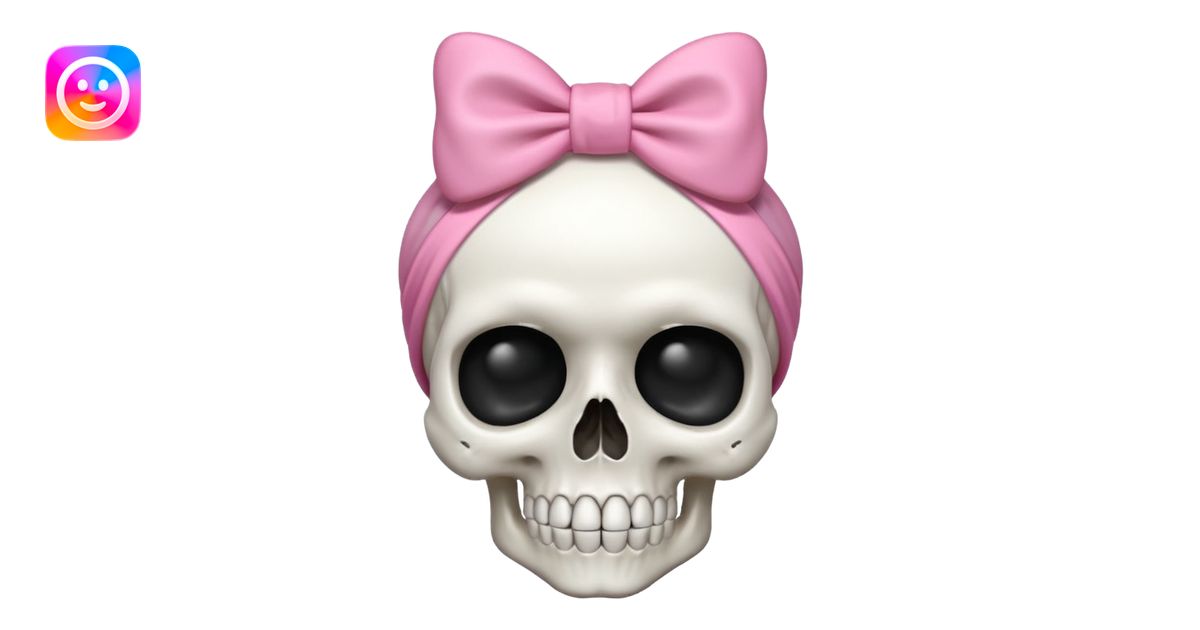Cute skull with bow on head emoji | AI Emoji Generator