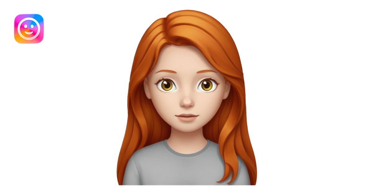 Ginger head girl with long hair and light grey eyes emoji | AI Emoji ...
