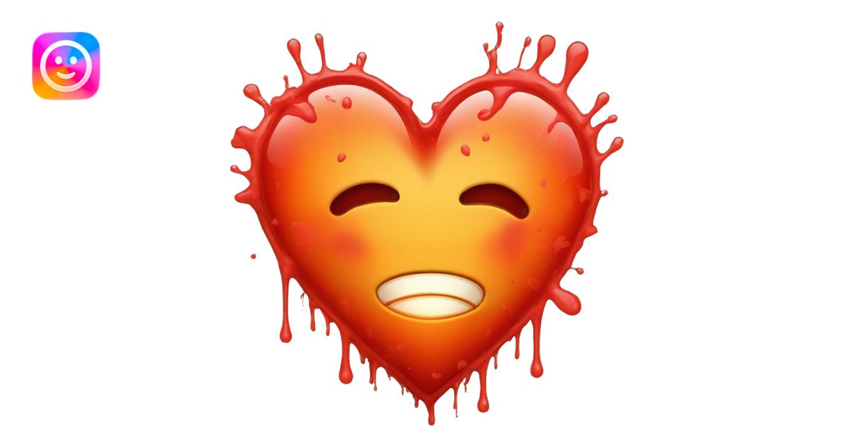 bleeding red heart glowing red-orange with splatter emoji | AI Emoji ...