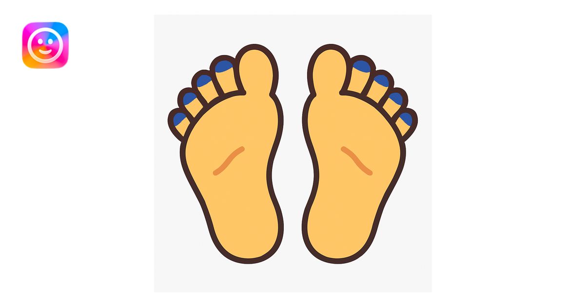 Create a simple and playful emoji style illustration of two feet soles ...