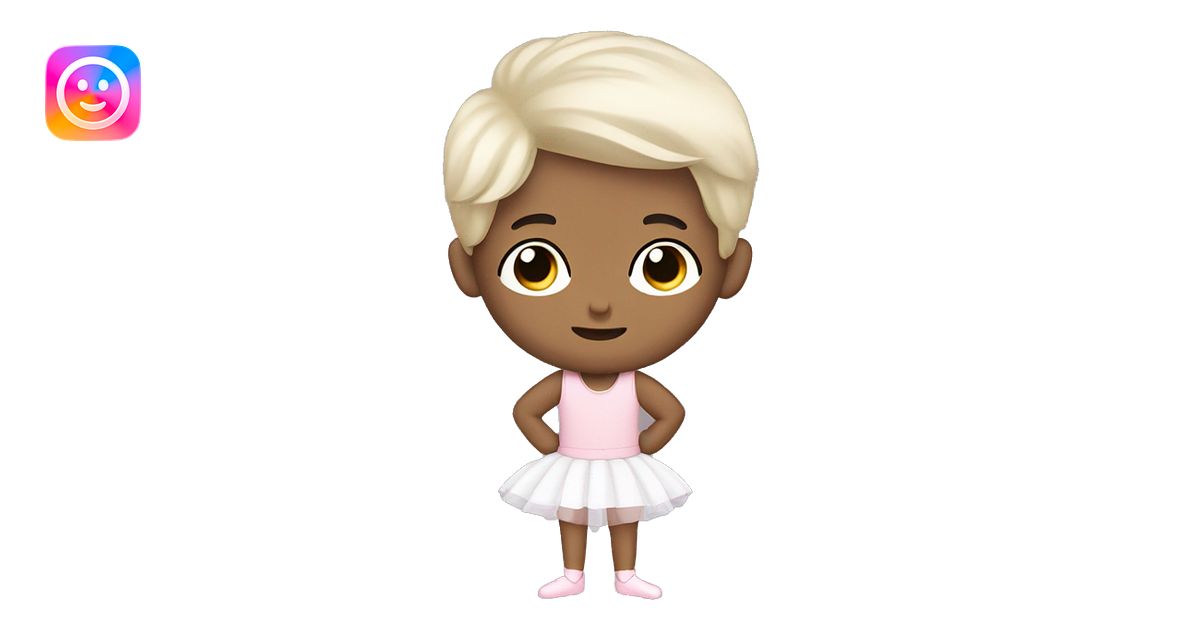 A tiny boy with black hair in a ballerina tutu emoji | AI Emoji Generator