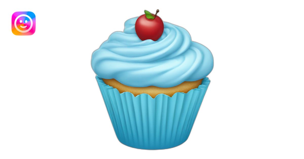 Happy light blue cupcake emoji | AI Emoji Generator