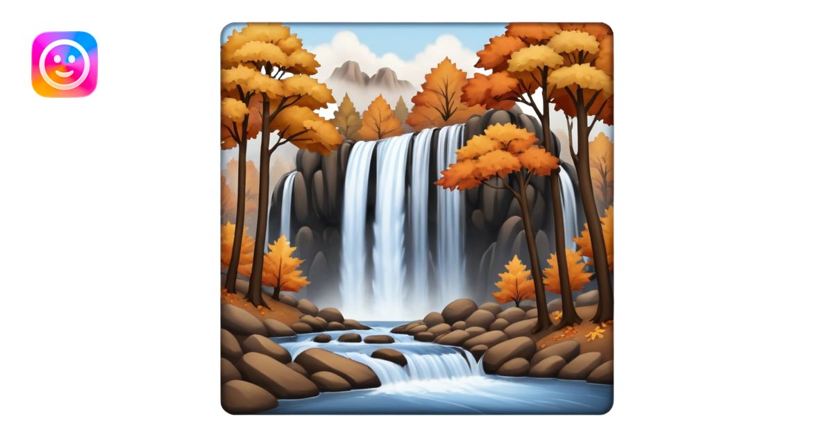 autumn with brown trees waterfall emoji | AI Emoji Generator