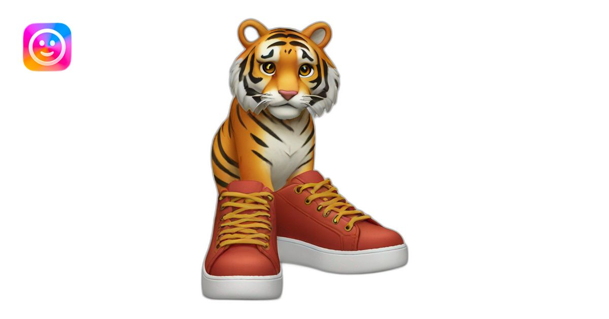 Tiger with the shoes emoji | AI Emoji Generator