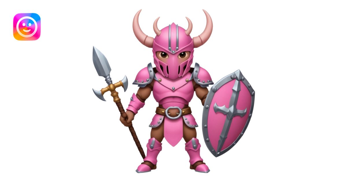 Pink Viking Warrior Ant with armor emoji | AI Emoji Generator