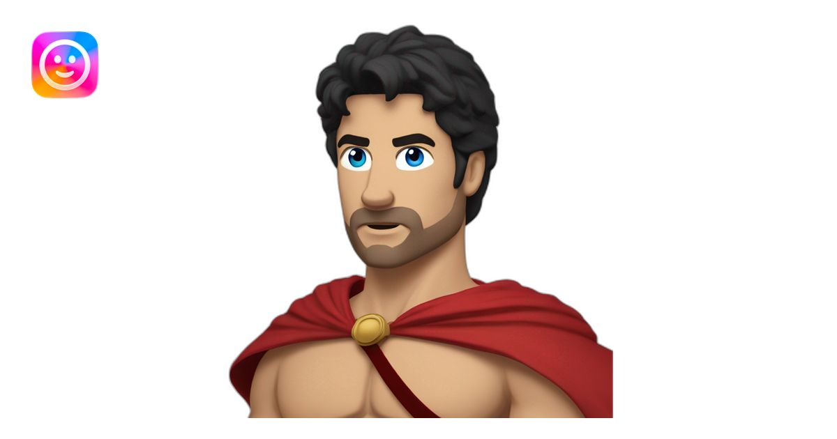 The Spartan Leonidas. Muscly physique. Wearing a red cape. Masculin ...