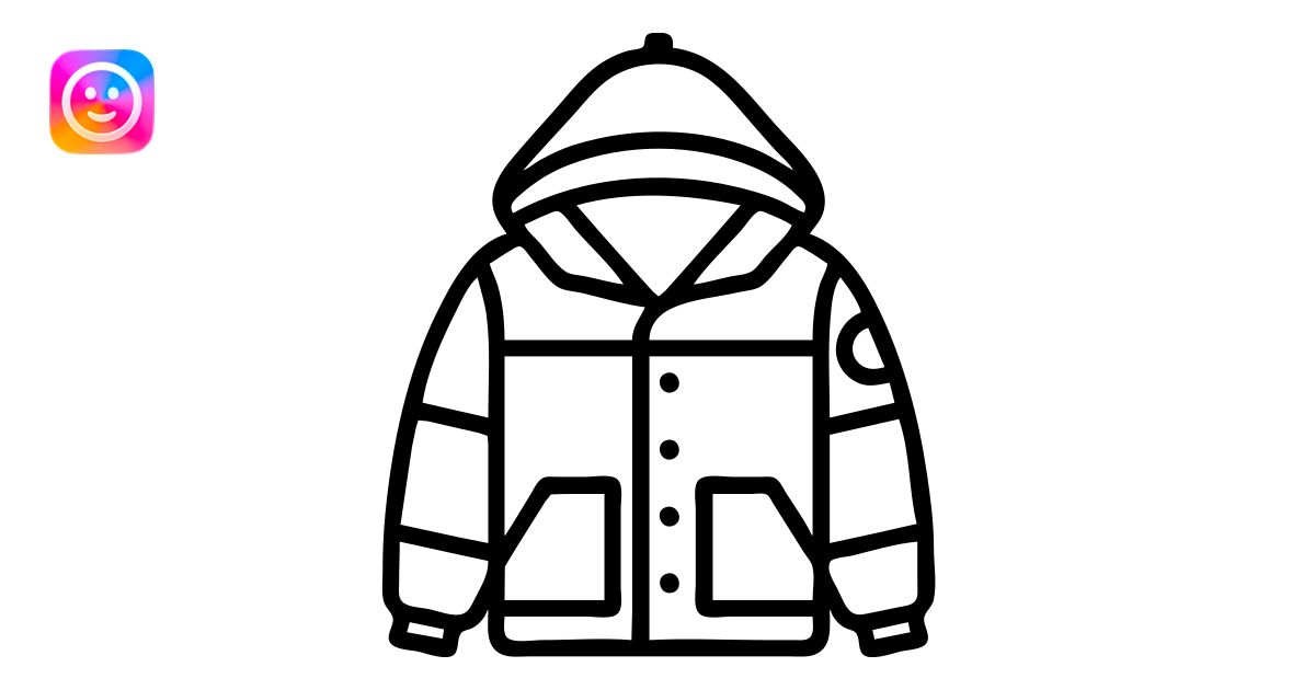 Create a clean black outline of a jacket with no fill on a transparent ...