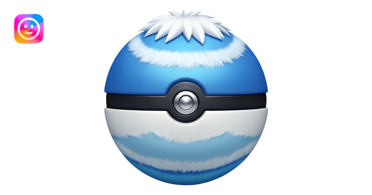 blue pokeball emoji, top half is a more saturated blue, bottom half is ...