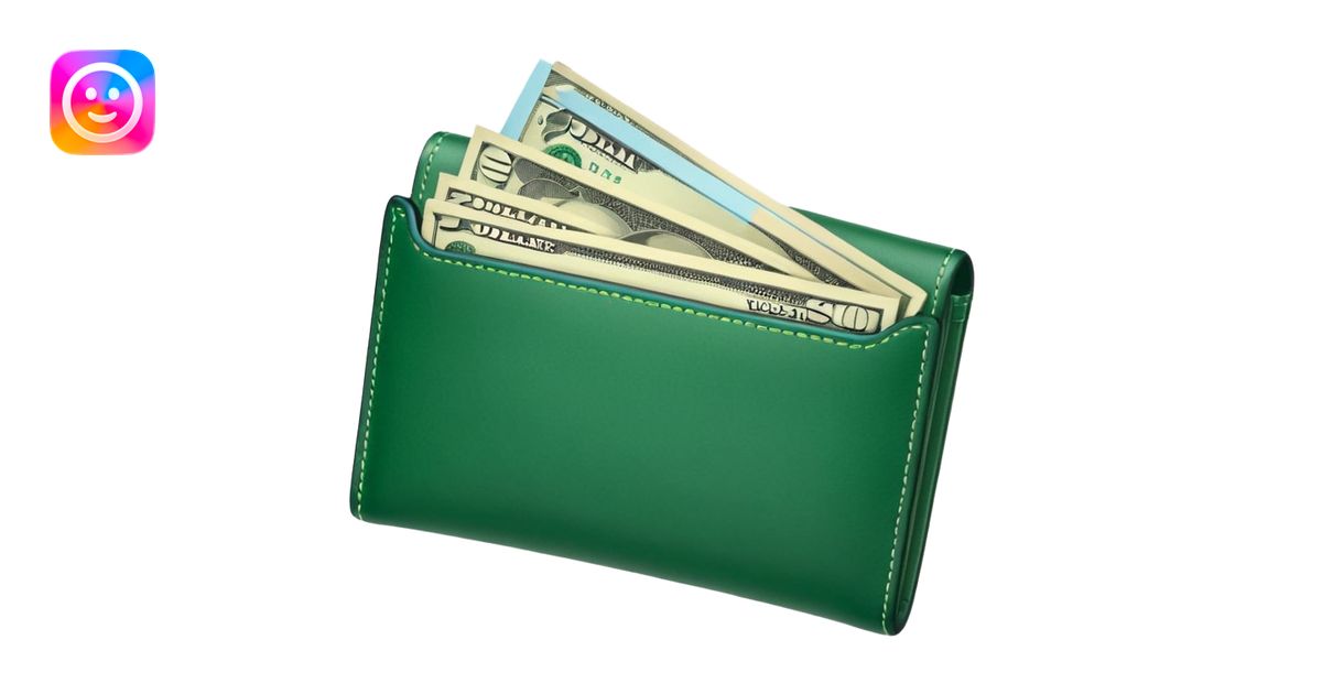 green wallet with dollars emoji | AI Emoji Generator