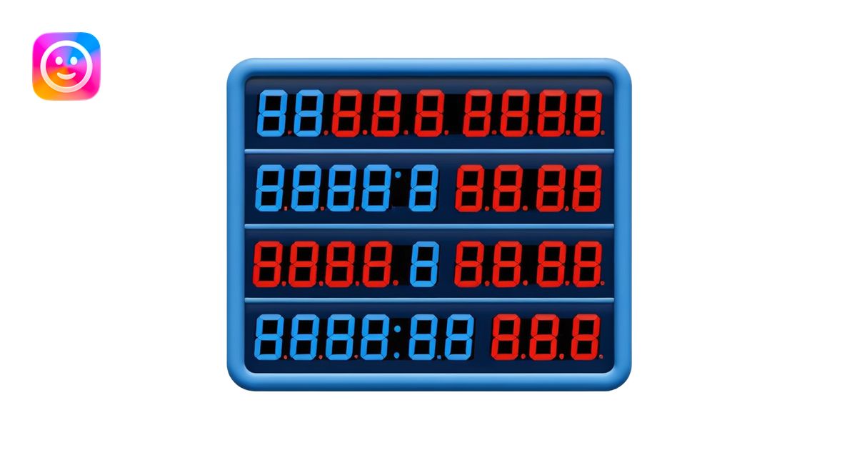 electronic score board blue (#00A3E0) and red (#F9423A) emoji | AI ...