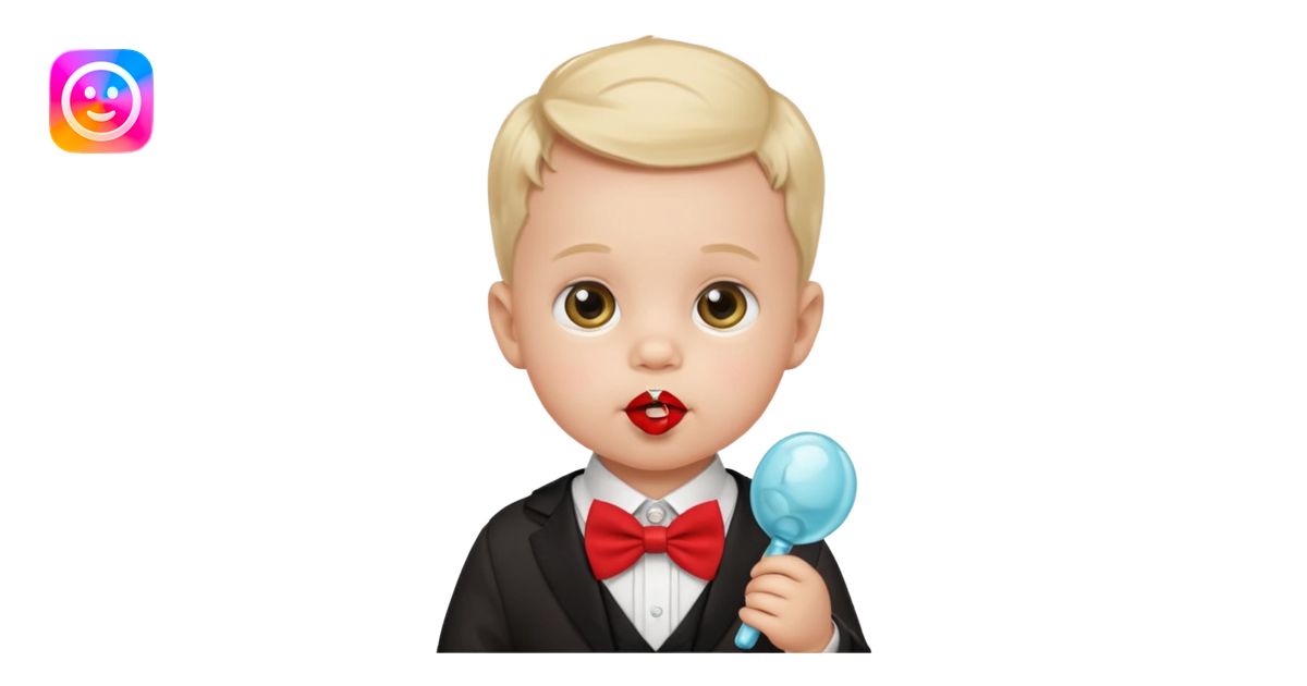 baby guy, with pacifier, wearing pastor custome, red bow tie emoji | AI ...