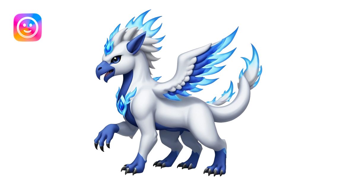 Absol-Reshiram-Fusion with blue flames (full body) emoji | AI Emoji ...