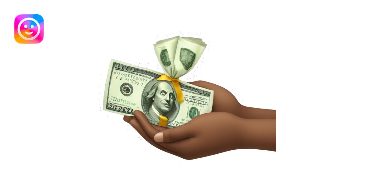 Giving back to charity, hands giving back money emoji | AI Emoji Generator