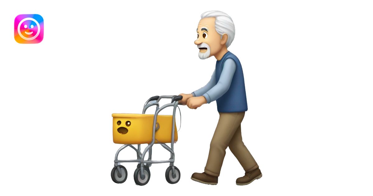 Old man with walker emoji | AI Emoji Generator