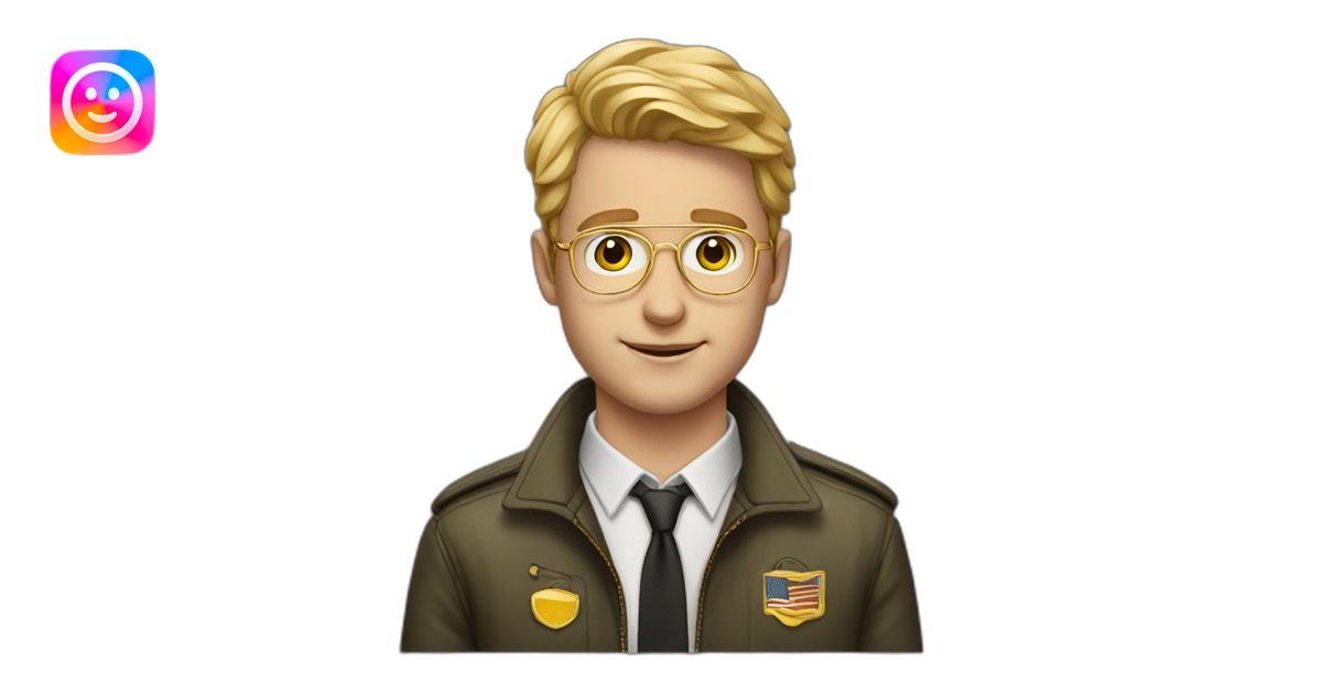 young white man with golden aviator glasses emoji | AI Emoji Generator