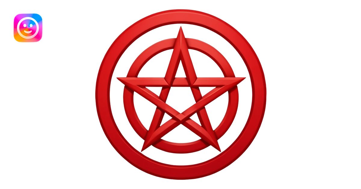 Inverted (point facing down), encircled pentagram, red. One circle, no ...