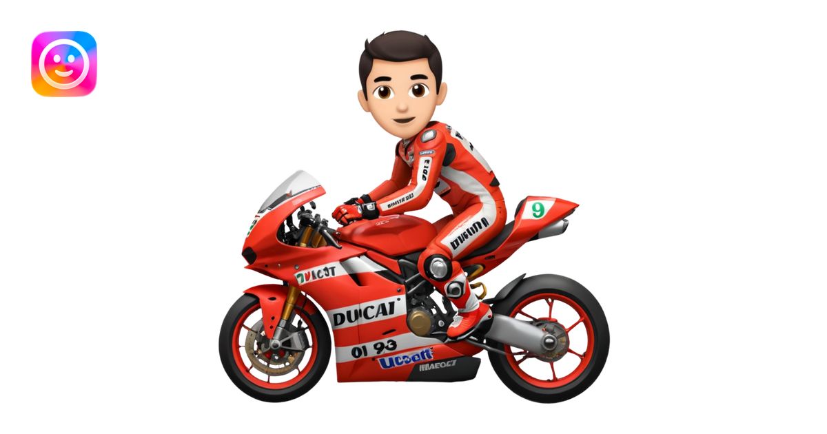 Un emoji de moto gp dé Ducati Marc Márquez pero con la moto del 2025 y ...