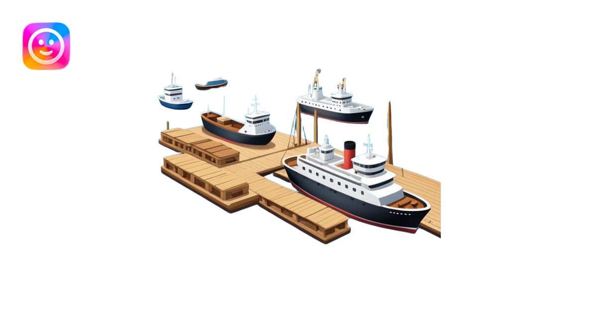 port with ships and docks emoji | AI Emoji Generator