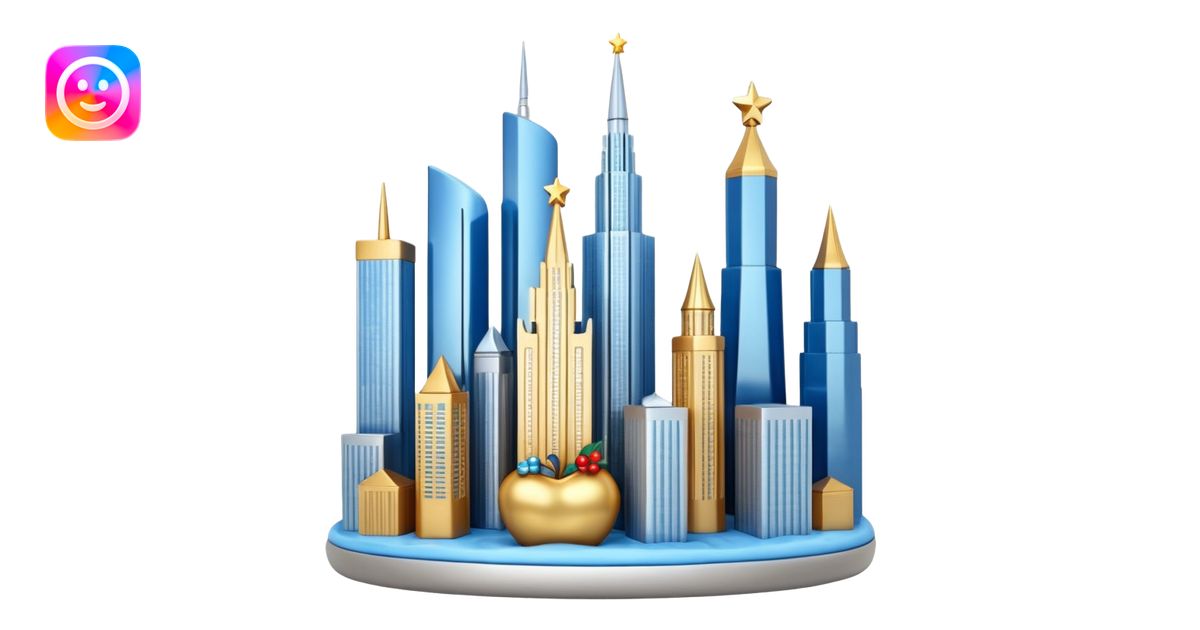 3D emoji of Moscow City business district skyline. A cluster of ...
