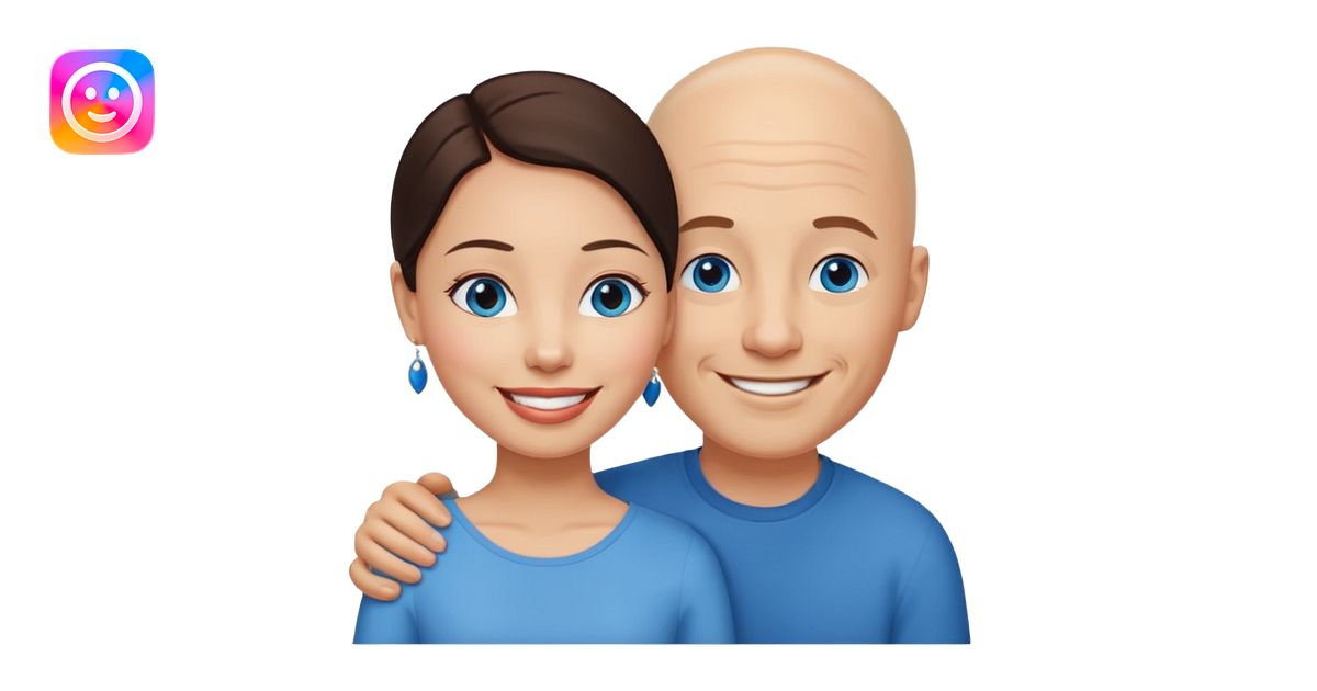 Bald white man blue eyes in love with Filipina woman emoji | AI Emoji ...