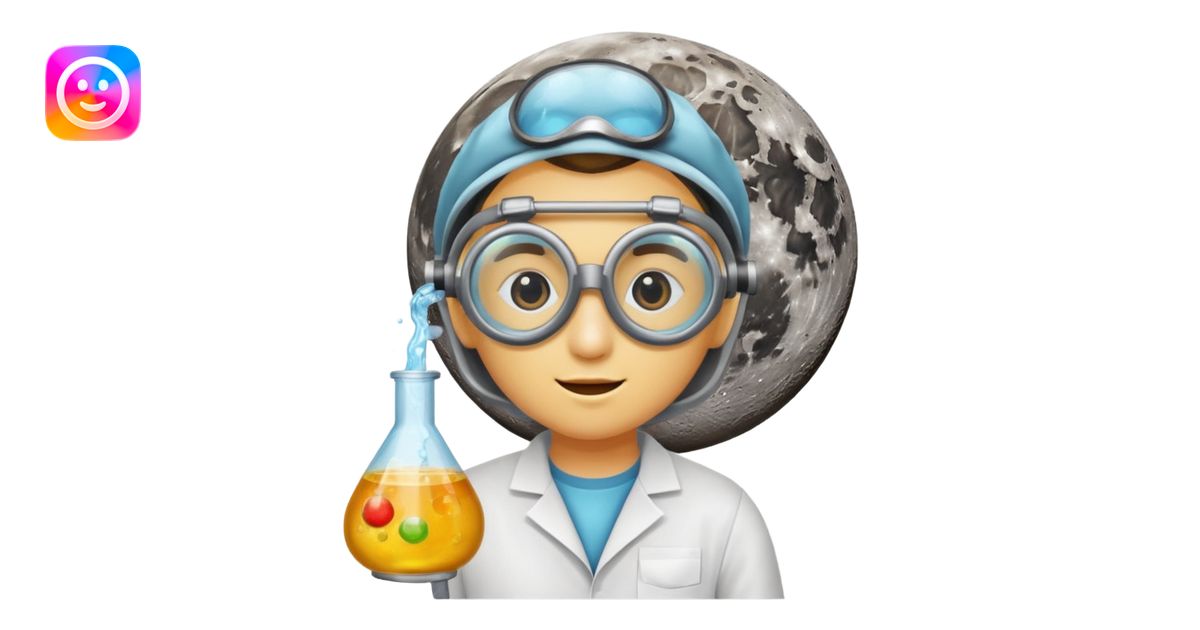 moon with lab goggles after potion blast emoji | AI Emoji Generator