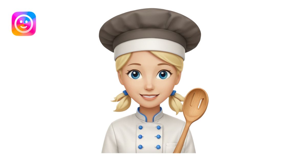 Blonde blue eyed female chef emoji | AI Emoji Generator