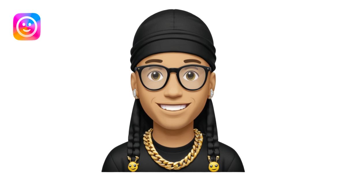 lightskin man with a black durag,a cuban link chain,glasses, and smiley ...