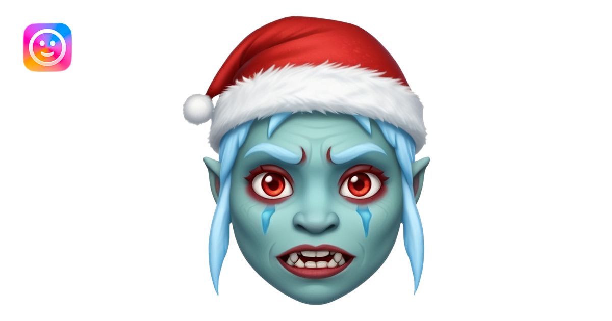 Fantasy orc portrait emoji, Santa Claus hat with icy texture, frozen ...