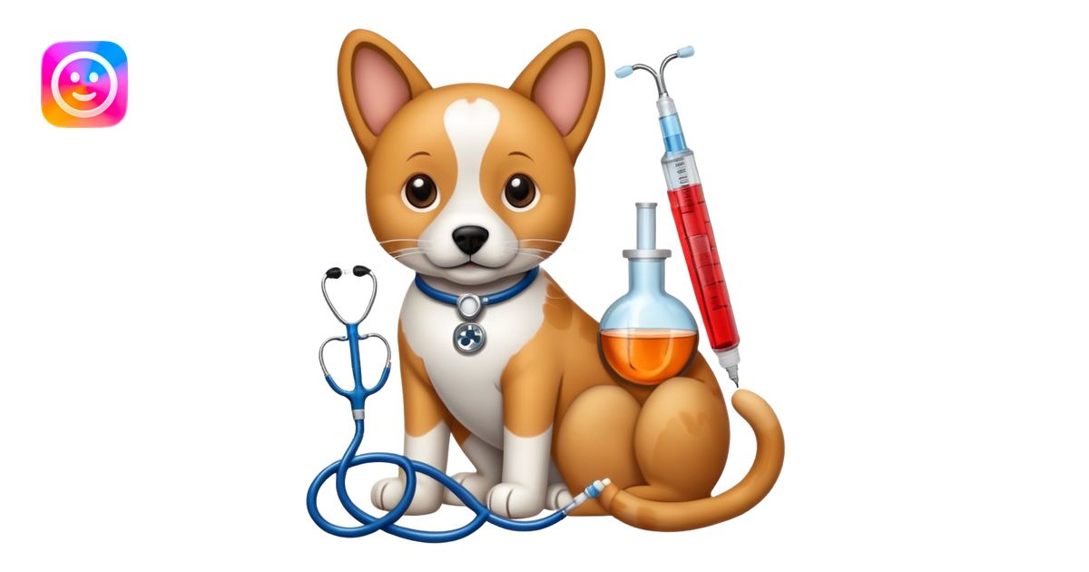An icon featuring a stethoscope, a paw print, and a syringe ...