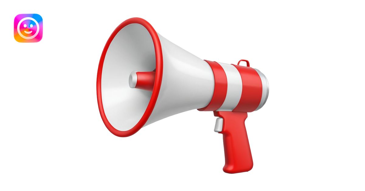 white megaphone with red accents emoji | AI Emoji Generator
