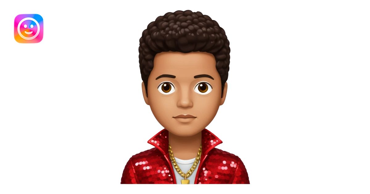 Bruno Mars with dark brown hair, red sequin outfit emoji | AI Emoji ...