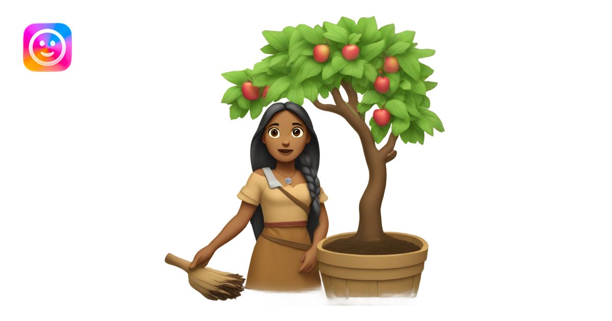 Pocahontas planting apple trees emoji | AI Emoji Generator