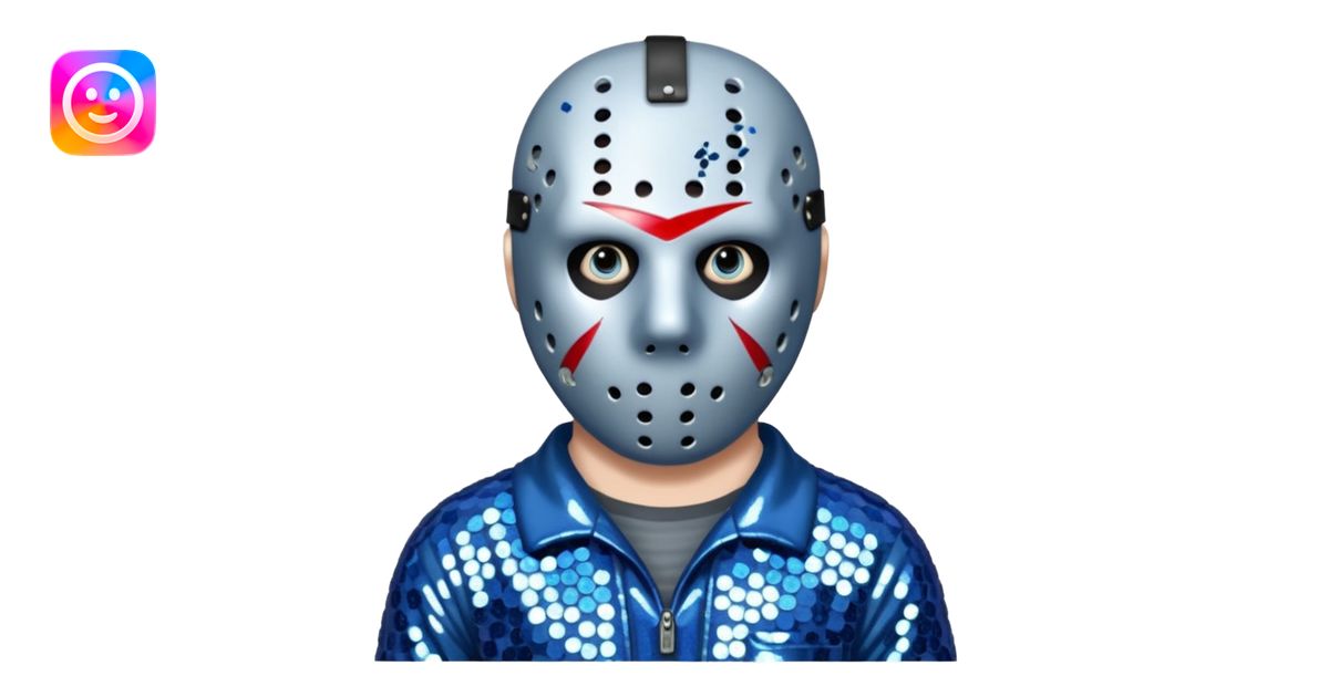 Jason Voorhees with blue grey sequin outfit emoji | AI Emoji Generator