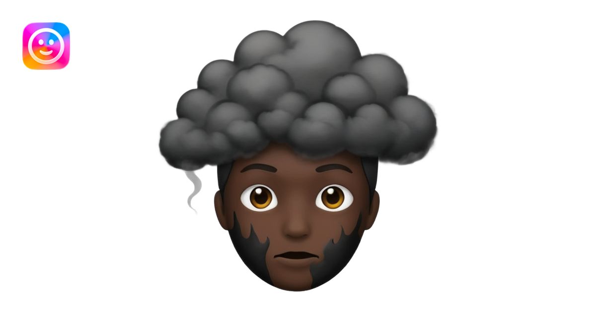 A pitch black head covered in black smoke emoji | AI Emoji Generator