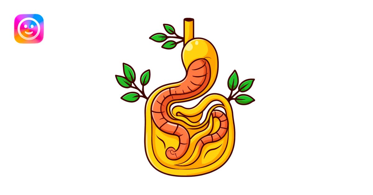 Cute simplified human digestive system diagram with stomach and ...