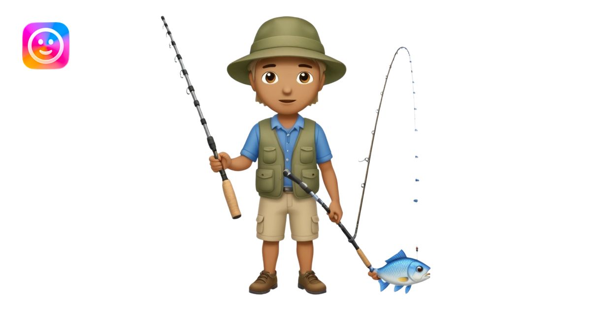 man casting a fishing rod, full body emoji | AI Emoji Generator