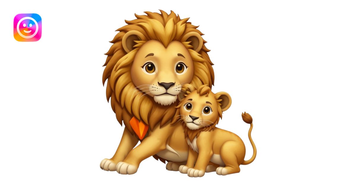 lion with a cub playing emoji | AI Emoji Generator
