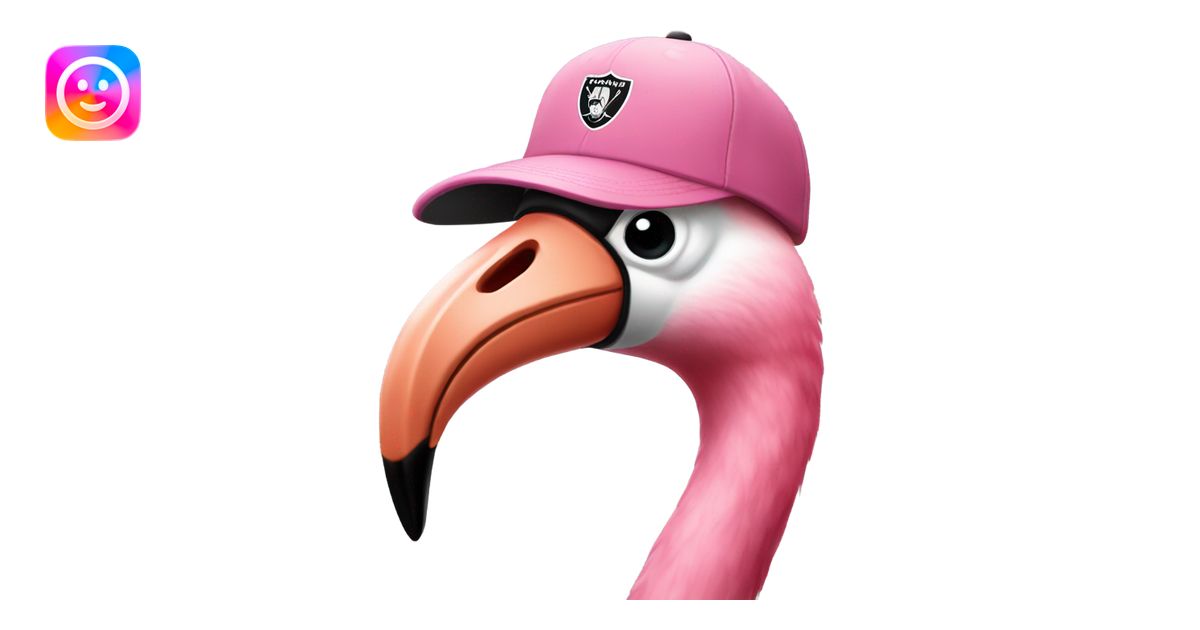 Flamingo wearing Raiders hat emoji | AI Emoji Generator