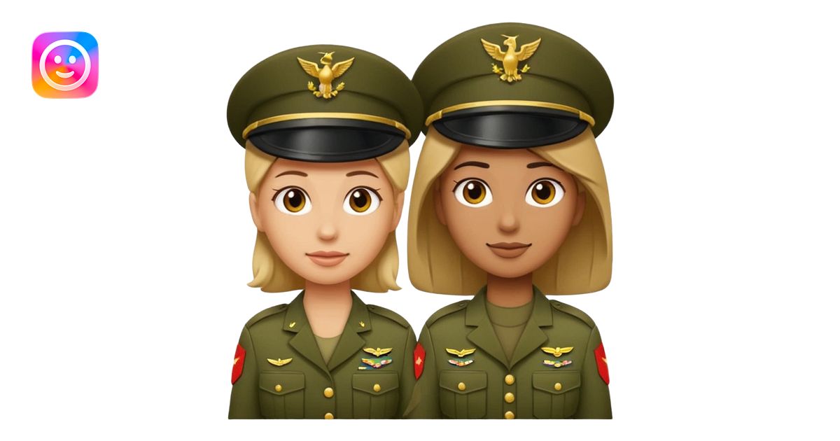 one emoji (female) wearing Army combat uniform and a second emoji (male ...
