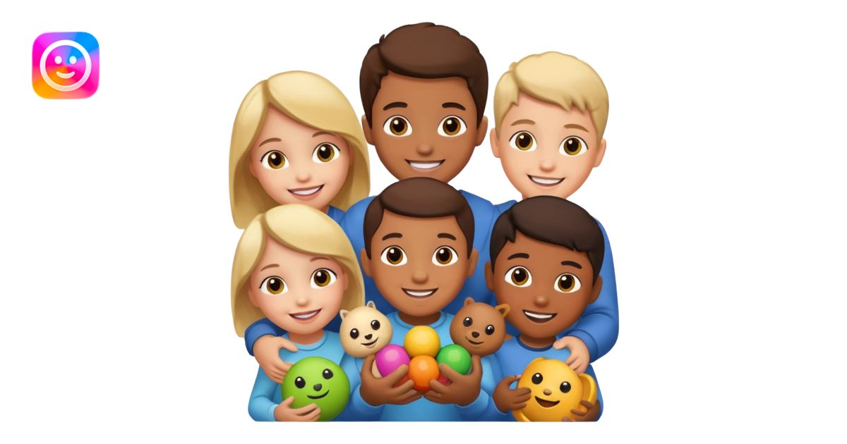enfants qui partagent un jouet emoji | AI Emoji Generator