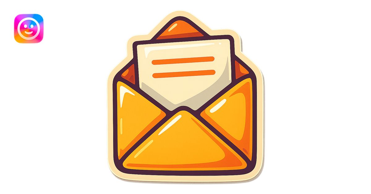 retro sticker style image of an open envelope with a letter peeking out ...